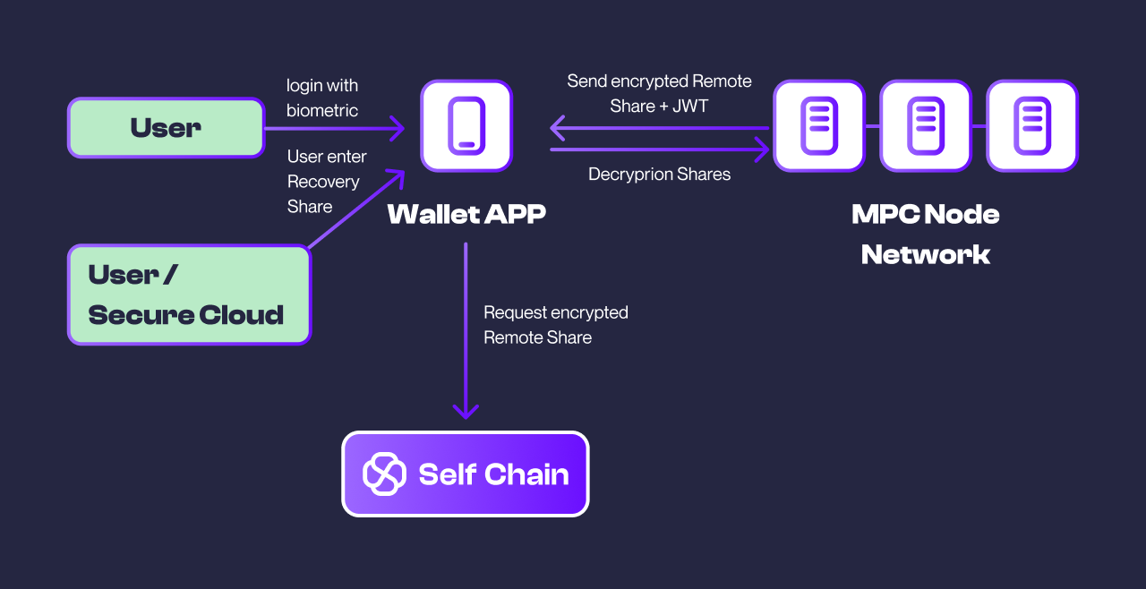 Self Chain Empowered Keyless Wallet Recovery Process